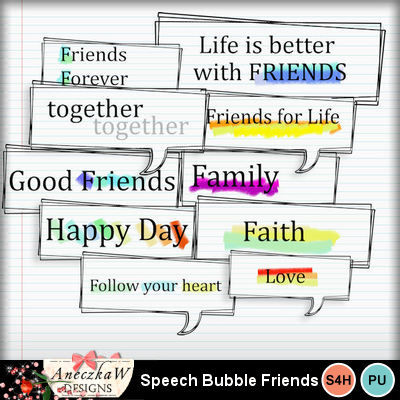 Digital Scrapbooking Kits | Speech Bubble Friends-(aniaw) | Everyday ...
