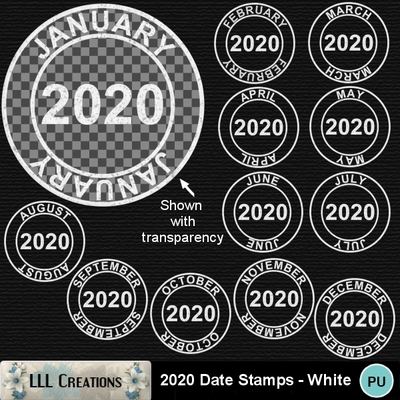Digital Scrapbooking Kits | 2020 Date Stamps Duo-(LLLCrtn) | Calendars ...