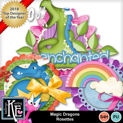 Digital Scrapbooking Kits | Magic Dragons Rosettes-(Kathryn) | Fantasy ...