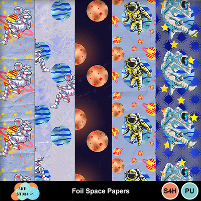 Digital Scrapbooking Kits | Foil Space Papers-(artstud) | Science ...