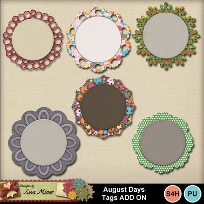 Digital Scrapbooking Kits | August Days Tags-(LisaMM) | Everyday ...
