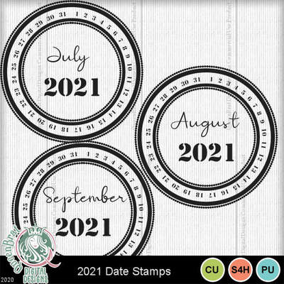 Digital Scrapbooking Kits | 2021 Date Stamps-(QueenBr) | Calendars ...