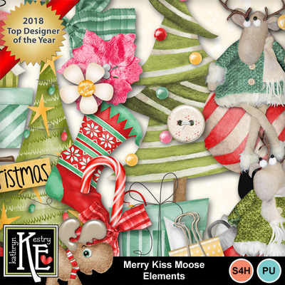 Digital Scrapbooking Kits | Merry Kiss Moose Page Kit-(Kathryn ...