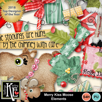 Digital Scrapbooking Kits | Merry Kiss Moose Page Kit-(Kathryn ...
