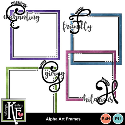 Digital Scrapbooking Kits | Alpha Art Frames in Color-(Kathryn ...