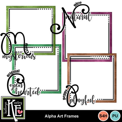Digital Scrapbooking Kits | Alpha Art Frames in Color-(Kathryn ...