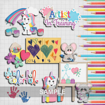 Digital Scrapbooking Kits | Little Artist-(FranB) | Kid Fun, School ...