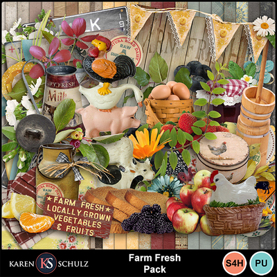 Digital Scrapbooking Kits | Farm Fresh Bundle-(Snicker) | Animals ...