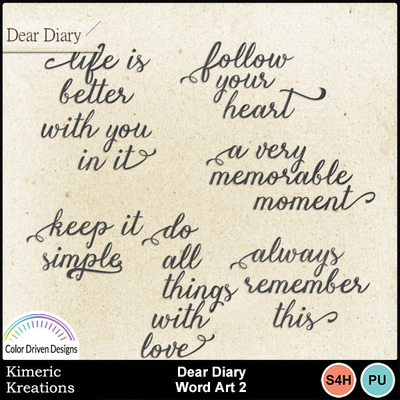 Digital Scrapbooking Kits | Dear Diary Wordart-(kimeric) | Everyday ...