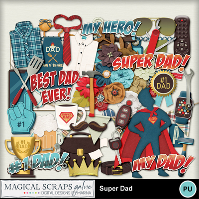 Digital Scrapbooking Kits | Super Dad-kit-(MSG) | Boys, Celebrations ...