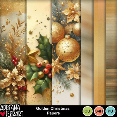 Digital Scrapbooking Kits | Golden Christmas Papers-(Ferrari ...