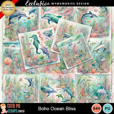 Digital Scrapbooking Kits | Boho Ocean Bliss Bundle-(Arshia0) | Beach ...