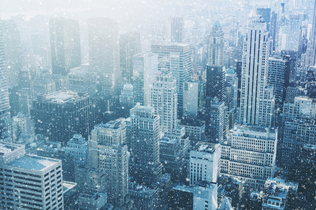 Snow Falling New York City Aerial Skyline Photo Poster 18x12 inch | eBay