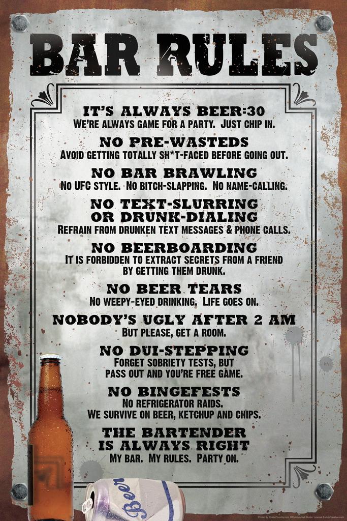 Bar Rules Funny Sign Mural Poster 36x54 Inch EBay Bar Rules Funny Sign Mural Poster 36x54 Inch EBay