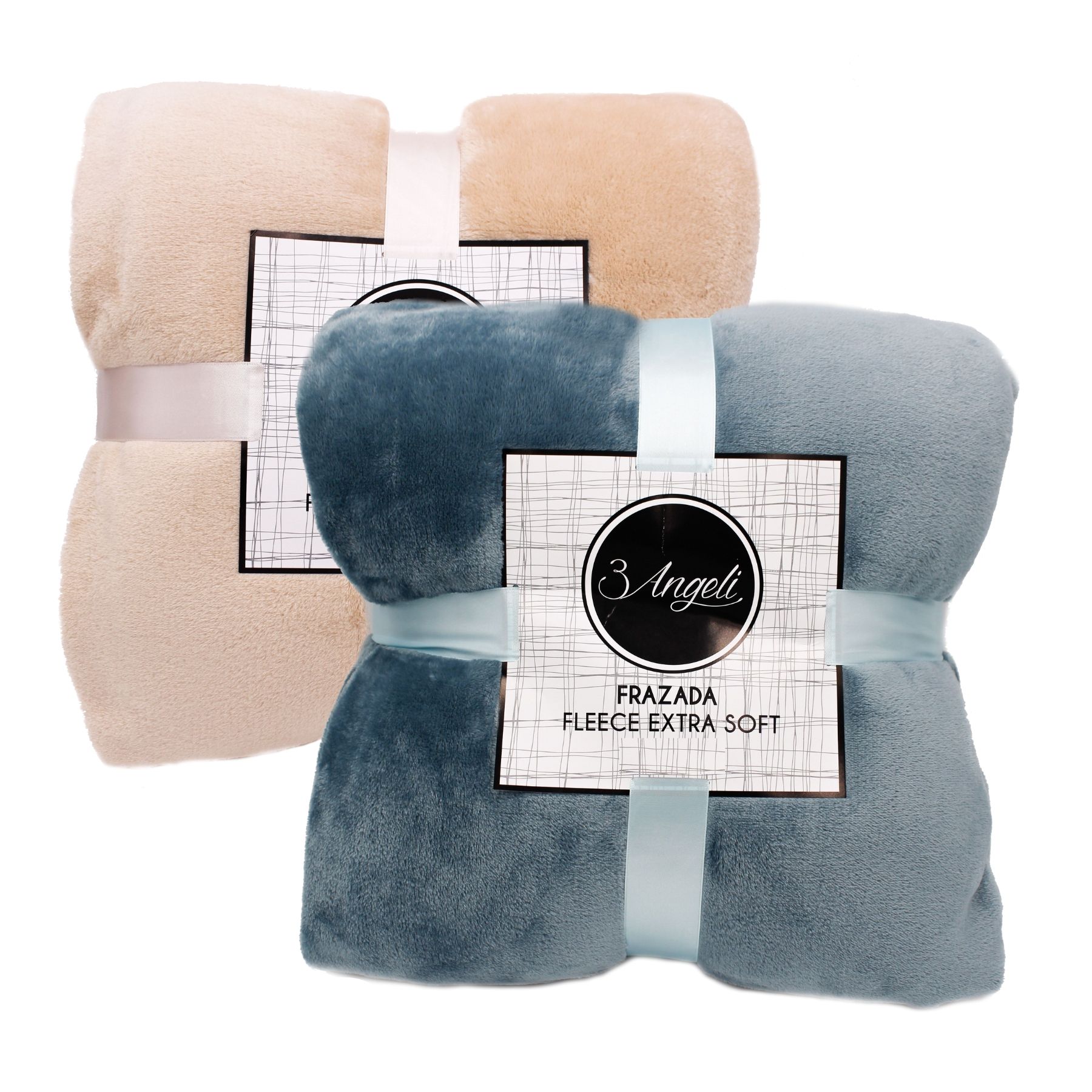 Ripley - FRAZADA 3ANGELI POLAR TÉRMICA 1,5 PLAZA PACK 2 UNID BEIGE - AZUL