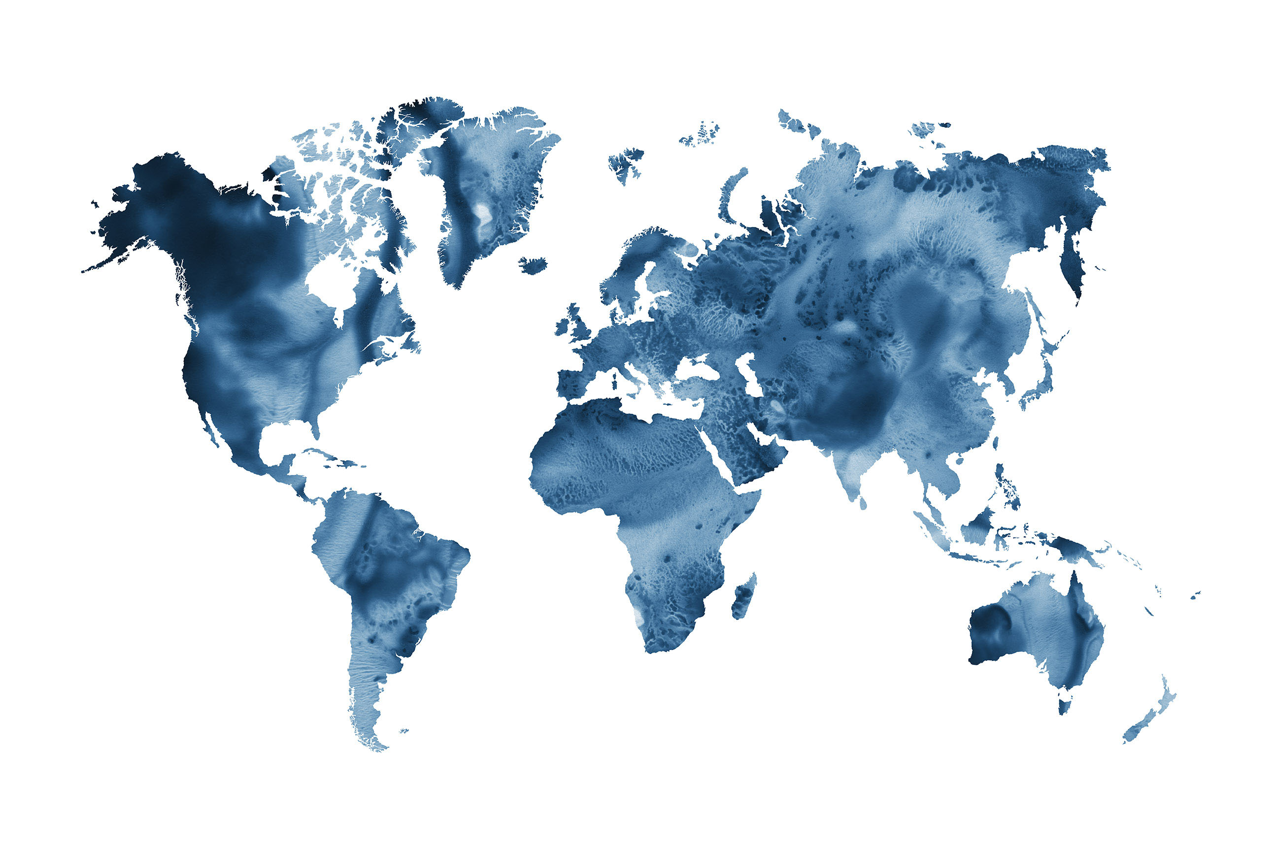Ripley - KUELGA CUADRO MAPA DE ACUARELA AZUL - 30X45 CM