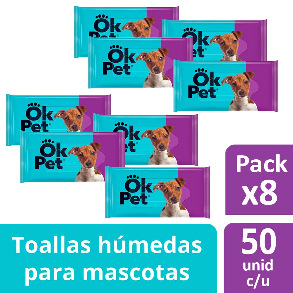 Ripley - PACK X 8 TOALLITAS HÚMEDAS OK PET 50X24