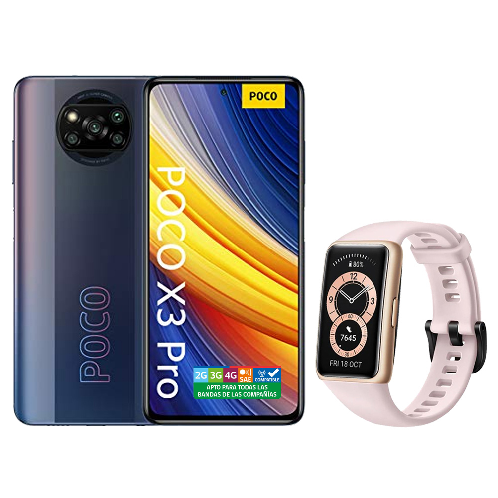 Ripley - XIAOMI POCO X3 PRO 128GB / 6GB RAM + CARCASA + HUAWEI BAND 6 ROSA
