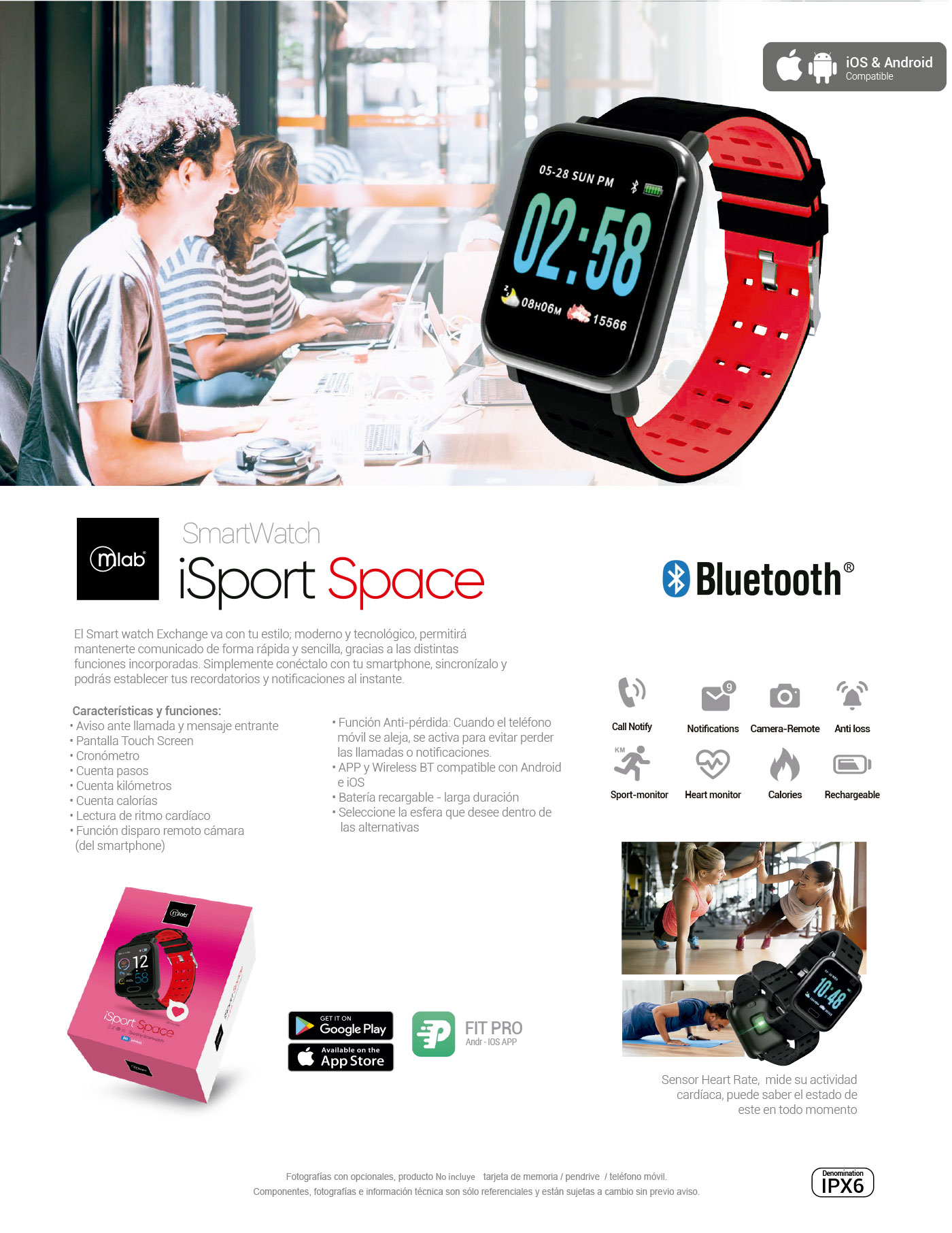 Ripley - MLAB SMARTWATCH BLUETOOTH ISPORT ISPACE RED