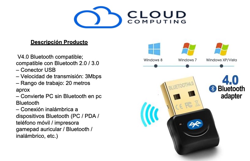 Ripley - ADAPTADOR USB BLUETOOTH 4.0 COMPATIBLE PARA MAC