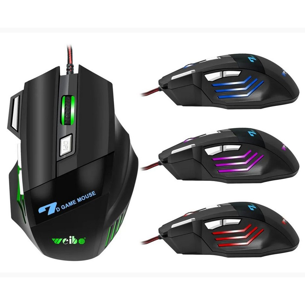 Ripley - MOUSE GAMER WEIBO X7 RGB ILUMINACION LED 3200 DPI CABLE 1.8M