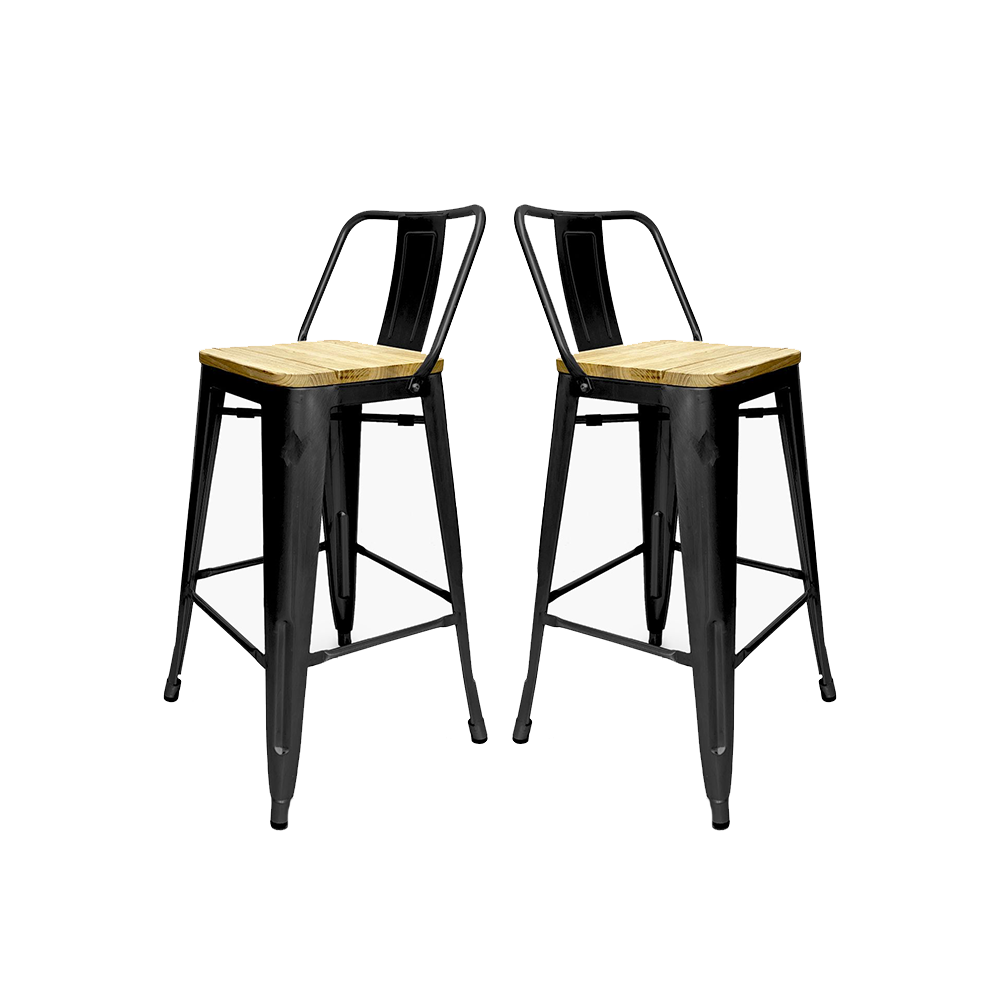 Ripley - PACK 2 PISO DE BAR TOLIX NEGRO MATTE BASE DE MADERA 66 CM ALTURA