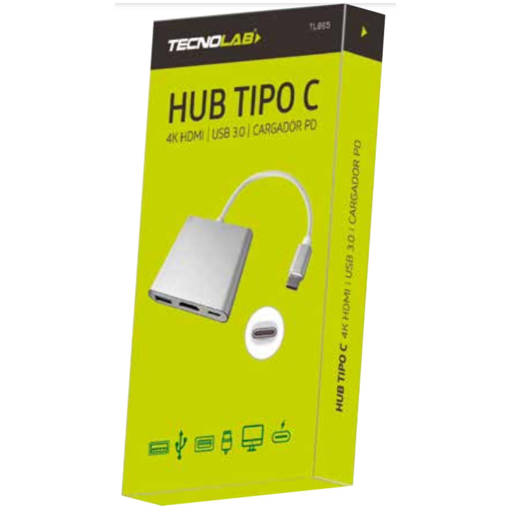 Ripley - HUB USB TIPO C A USB 3.0 HDMI 4K Y CARGADOR PD TECNOLAB