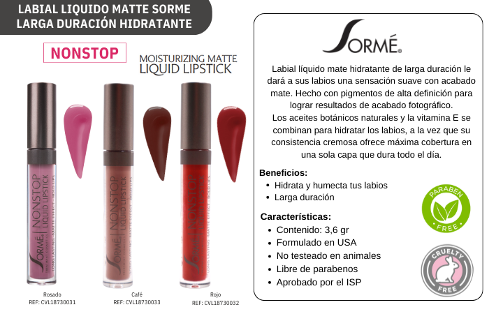 COSMETICAVAL Labial Liquido Matte Sorme larga duración hidratante Café ...