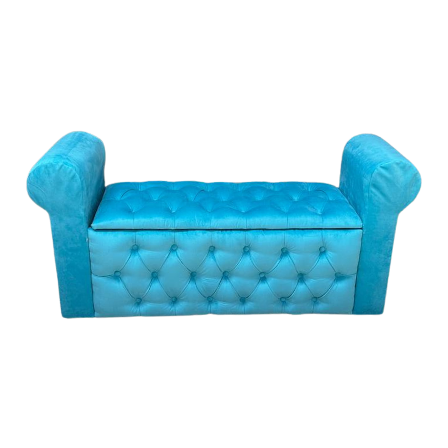 Ripley - BANQUETA BAUL CAPITONE CON BRAZOS TURQUESA FELPA RIMAR