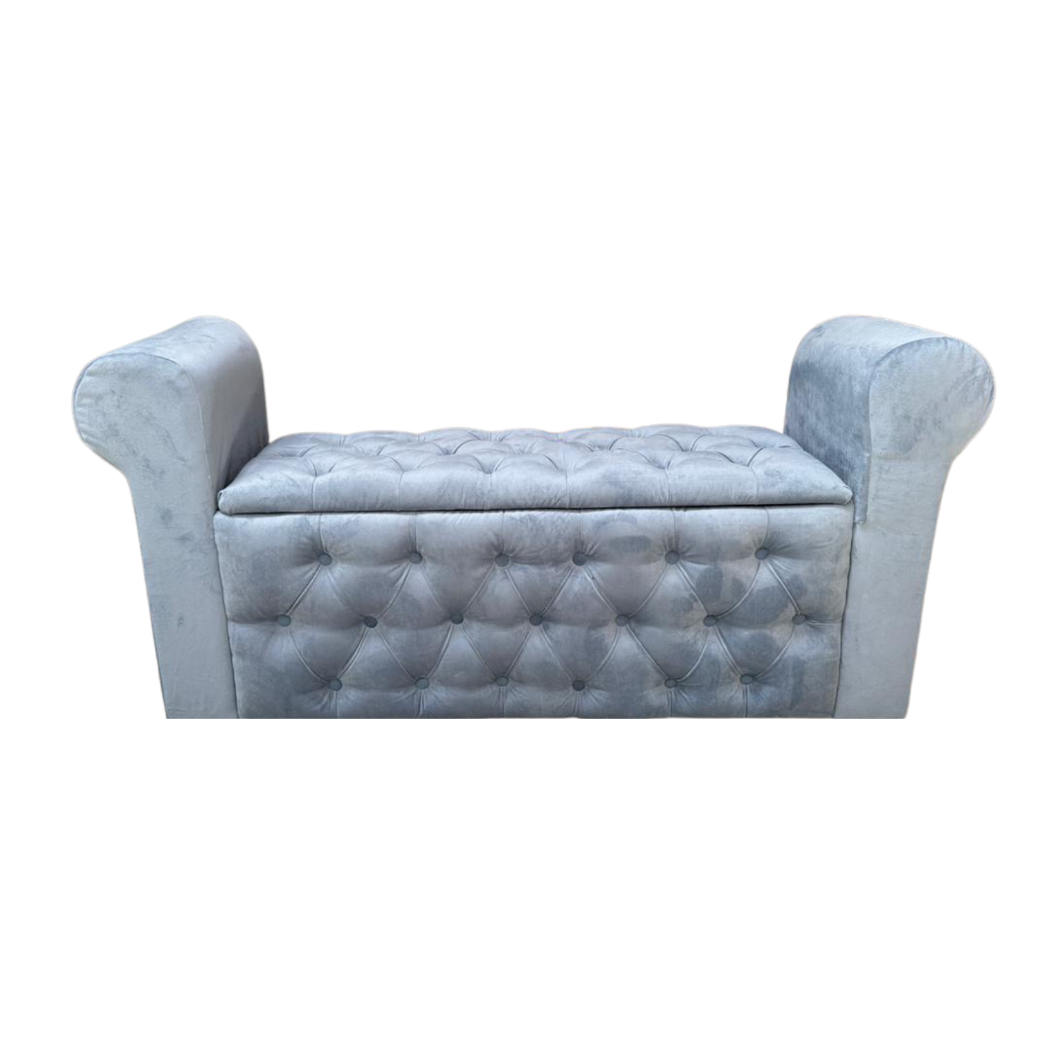 Ripley - BANQUETA BAUL CAPITONE CON BRAZOS GRIS FELPA RIMAR