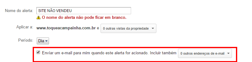 Como criar um alerta personalizado no Google Analytics?