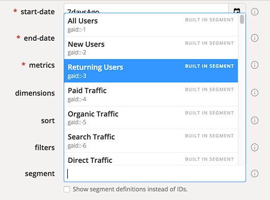 Google Analytics Query Explorer