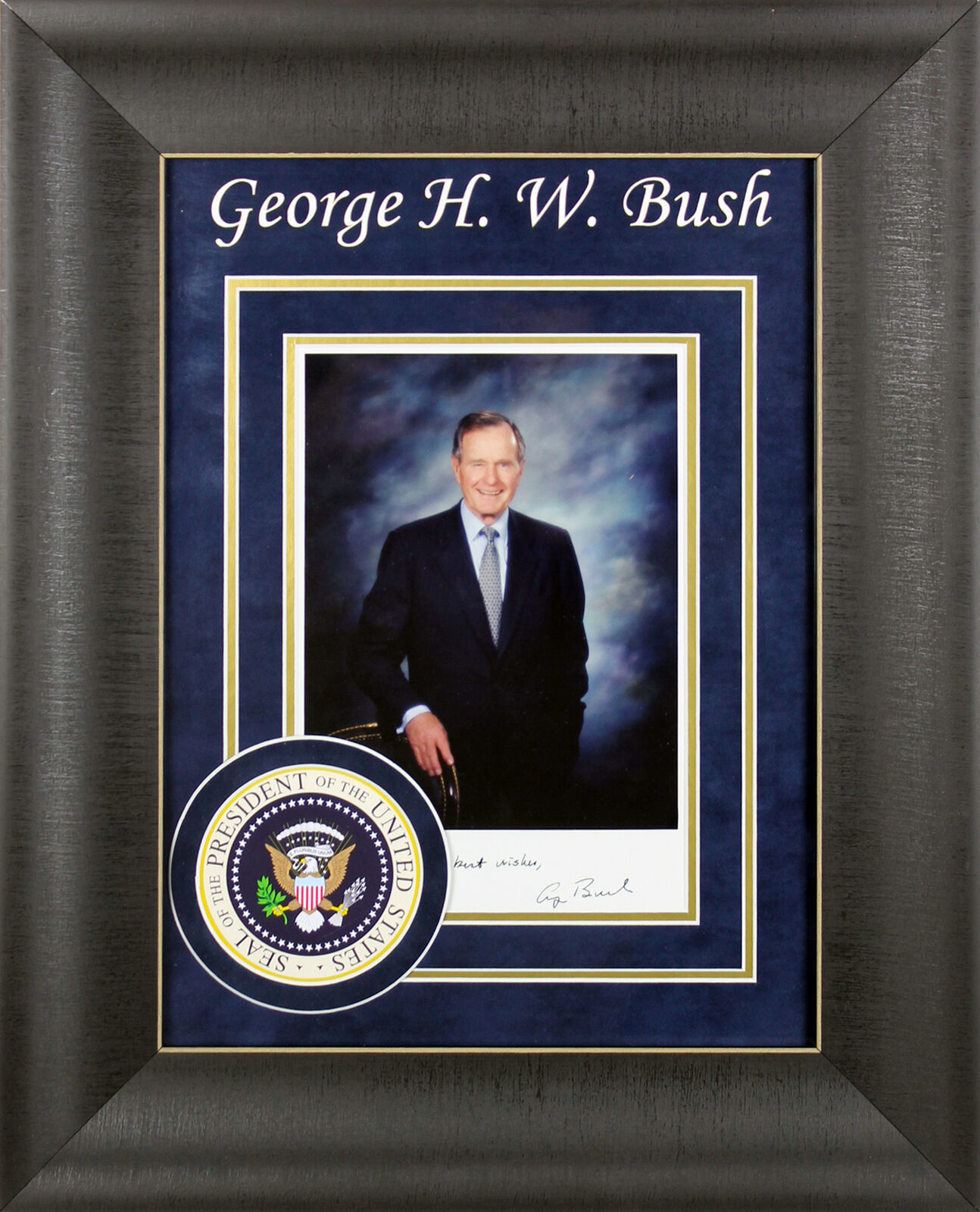 Charitybuzz: George H. W. Bush Authentic Signature & Framed Photo - Lot ...