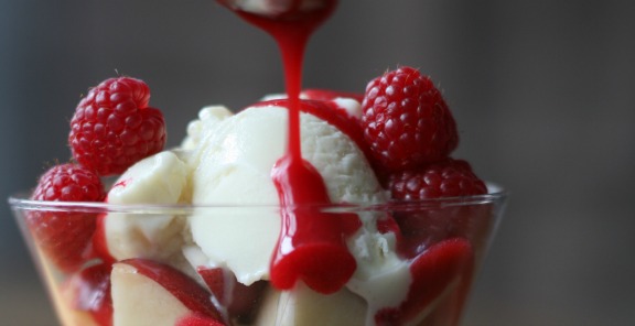 White Peach and Raspberry Sundaes Recipe - AOL
