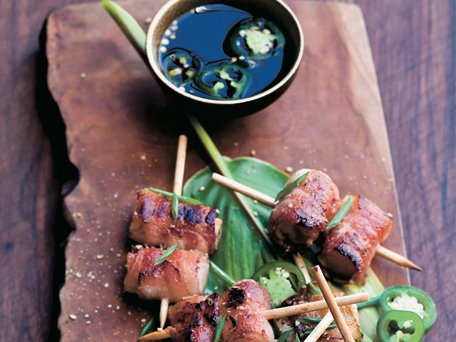 Bacon-wrapped Rice Cakes with a Jalapeno Ponzu Recipe - AOL