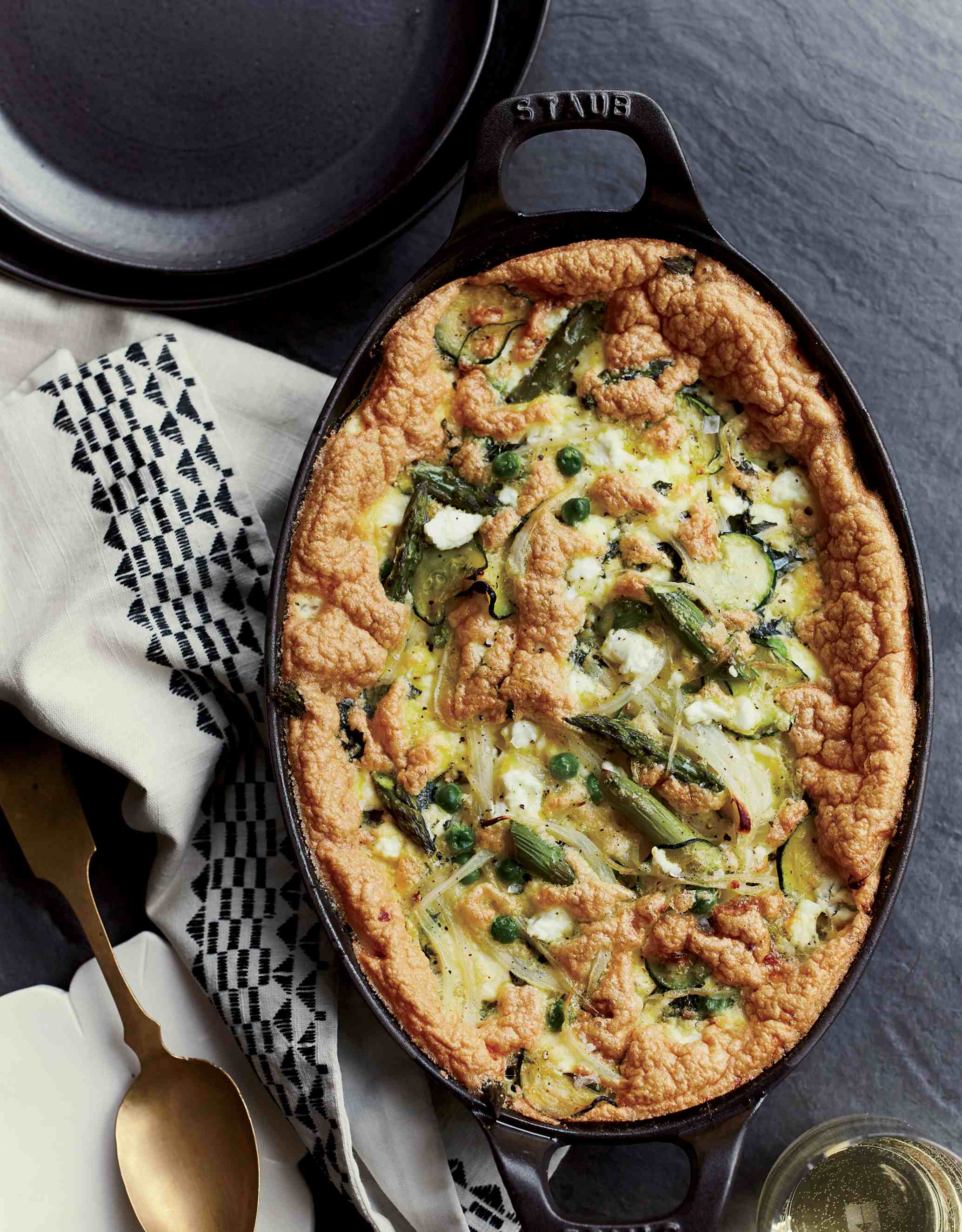 Baked Spring Vegetable Omelet with Goat Cheese and Mint Recipe - AOL
