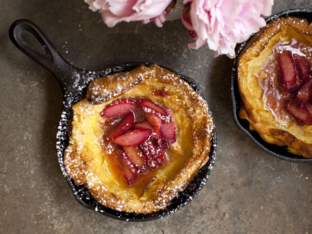 Dutch Babies with Poached Rhubarb Recipe - AOL