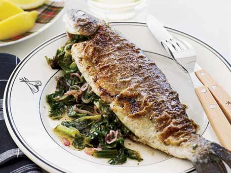 Escarole-Stuffed Seared Trout Recipe - AOL