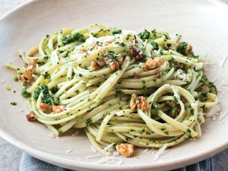 Linguine with Broccoli Rabe - Walnut Pesto Recipe - AOL