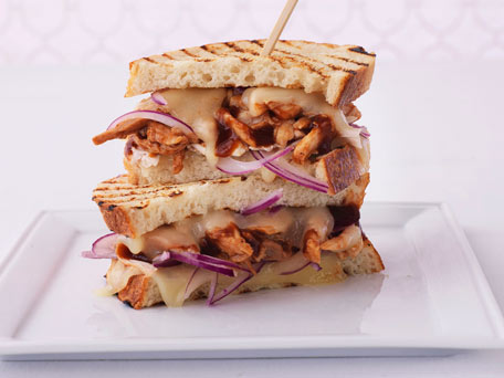 Pulled Barbecued Chicken Panini with Swiss and Red Onion Recipe - AOL