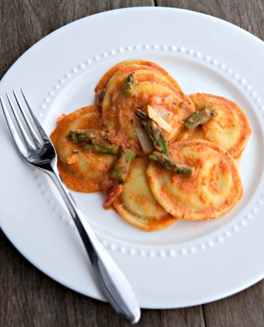 Ravioli with Asparagus in Pink Cream Sauce Recipe - AOL