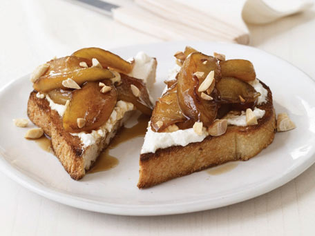 Toasts with Ricotta and Warm Balsamic-Caramel Apples Recipe - AOL