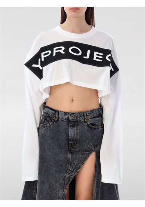 scrunched crop top woman white in cotton - Y/PROJECT - d — 2