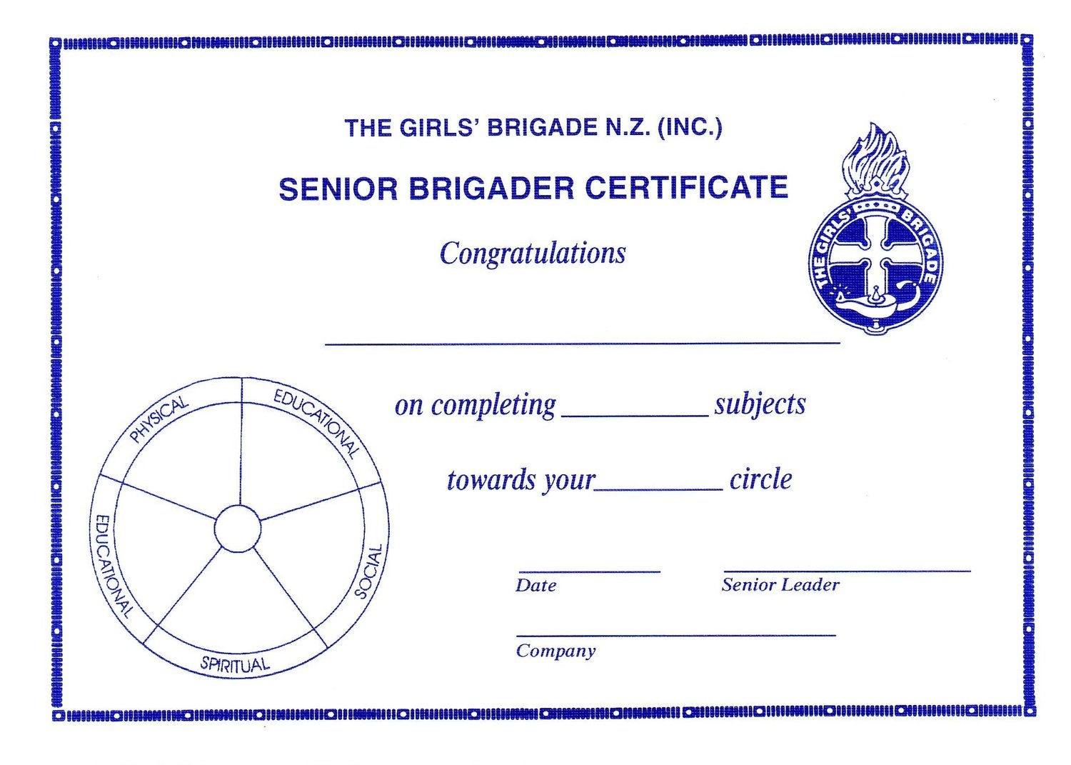 Senior Circle certificate