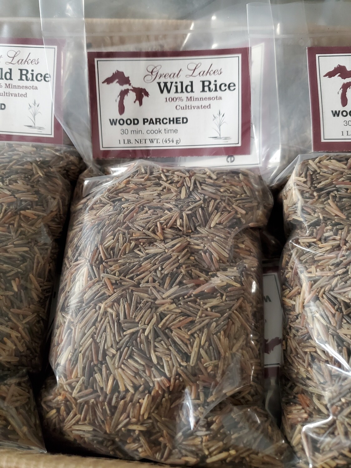 Wood Parched (LITE) Wild Rice 10 - 1 lb Bags