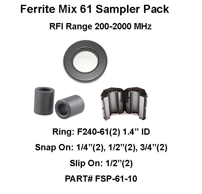 Ferrite Sampler Pack, Mix 31, RFI Range 1-300 MHz - 25 filters- 1.4" ID ...
