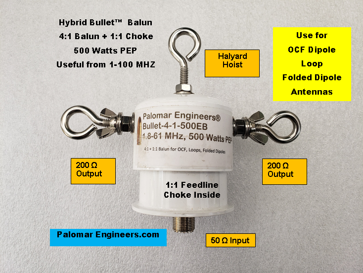 Bullet Hybrid (4:1) HF Balun + 1:1 Choke, 1.8-61 MHz, 500/1500 Watts ...