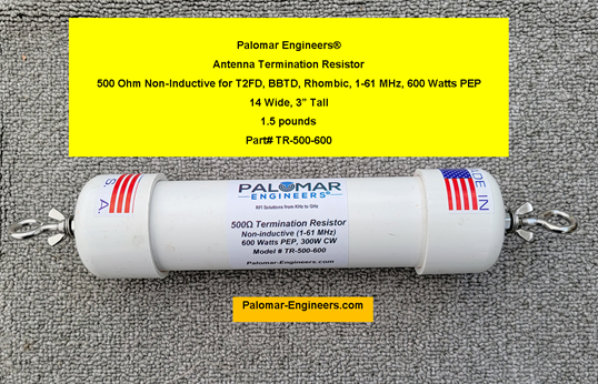 Termination Resistor, 500 Ohm Non-Inductive for T2FD, BBTD, Rhombic, 1 ...