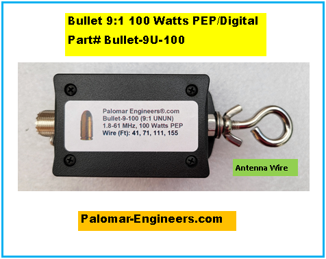 Bullet End Fed Antenna System with 9:1 matching Unit, Antenna Wire ...