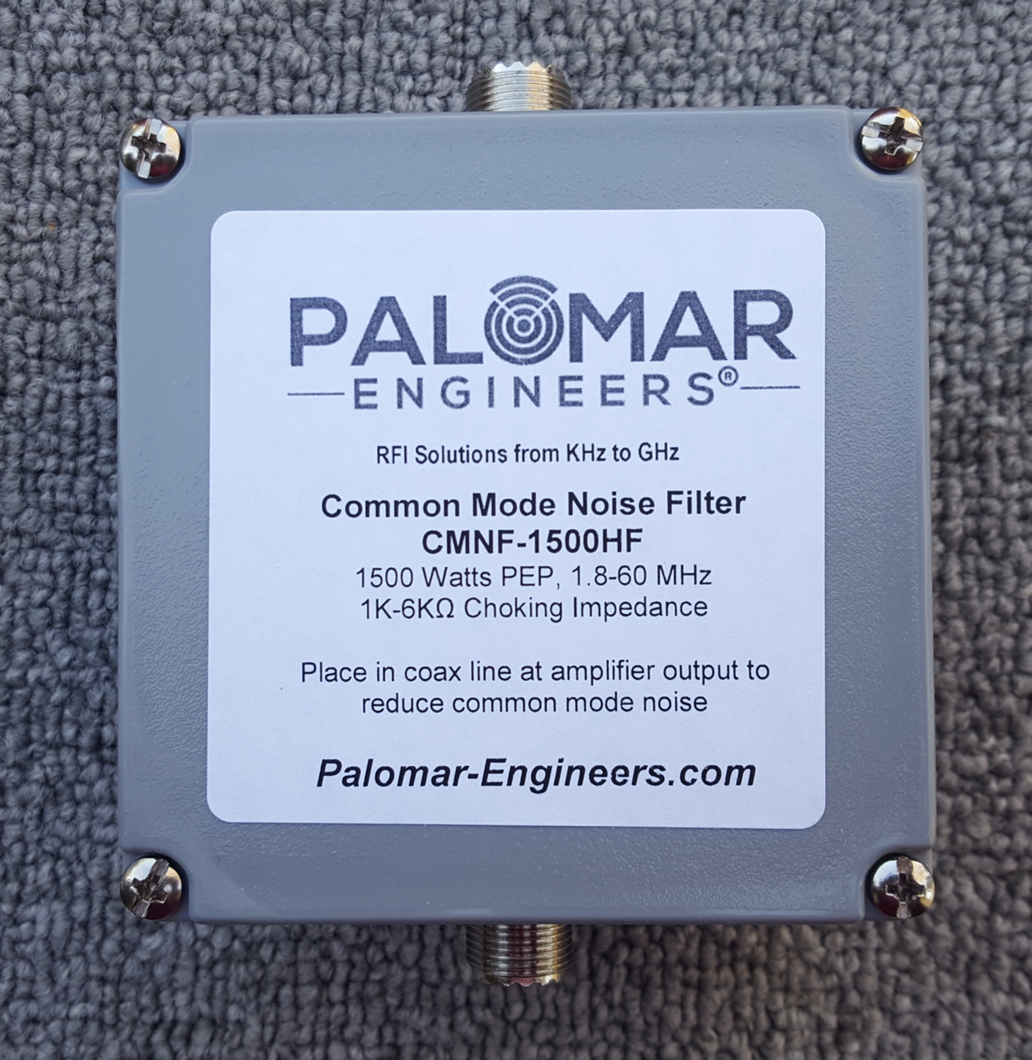 Coax Common Mode Noise Filter - 1500 Watts, 1.8-60 MHz, -38 dB Common ...